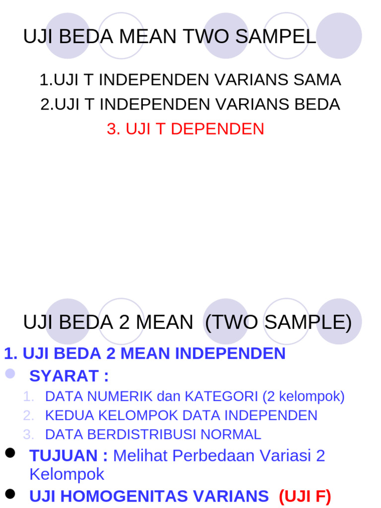 Uji Beda Dua Sampel Uji T | PDF