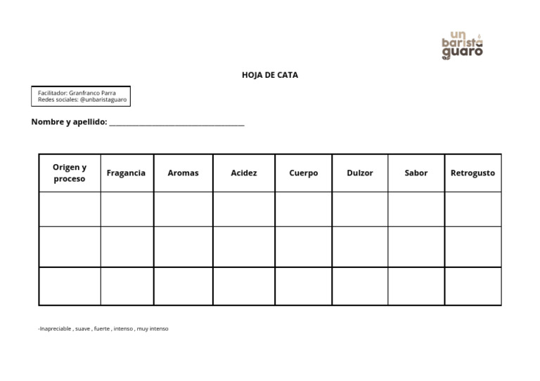 Hoja de Cata PDF | PDF