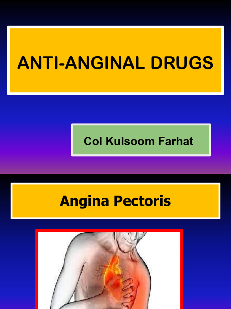 Anti-Anginal Drug Classifications | PDF | Medical Specialties | Cardiology