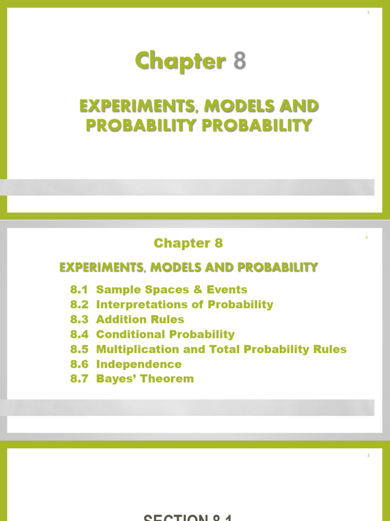 Chapter 8.1 Experiments, Models and Probability Part 2 - (S) | PDF ...