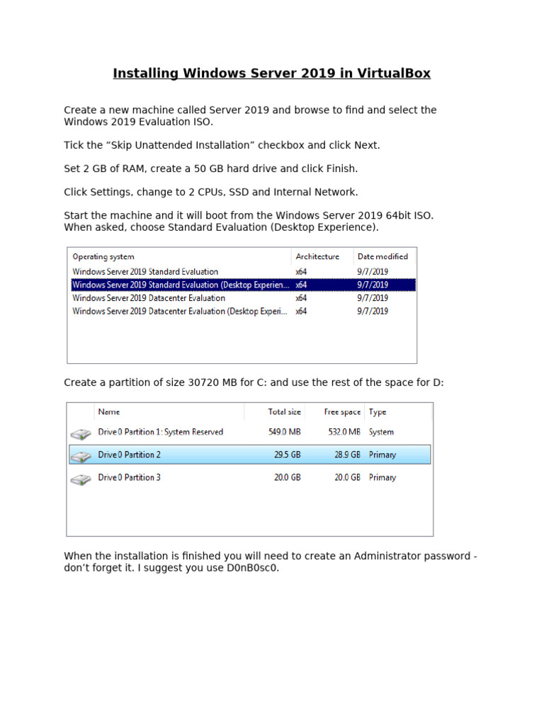01 Install Windows Server 2019 | PDF