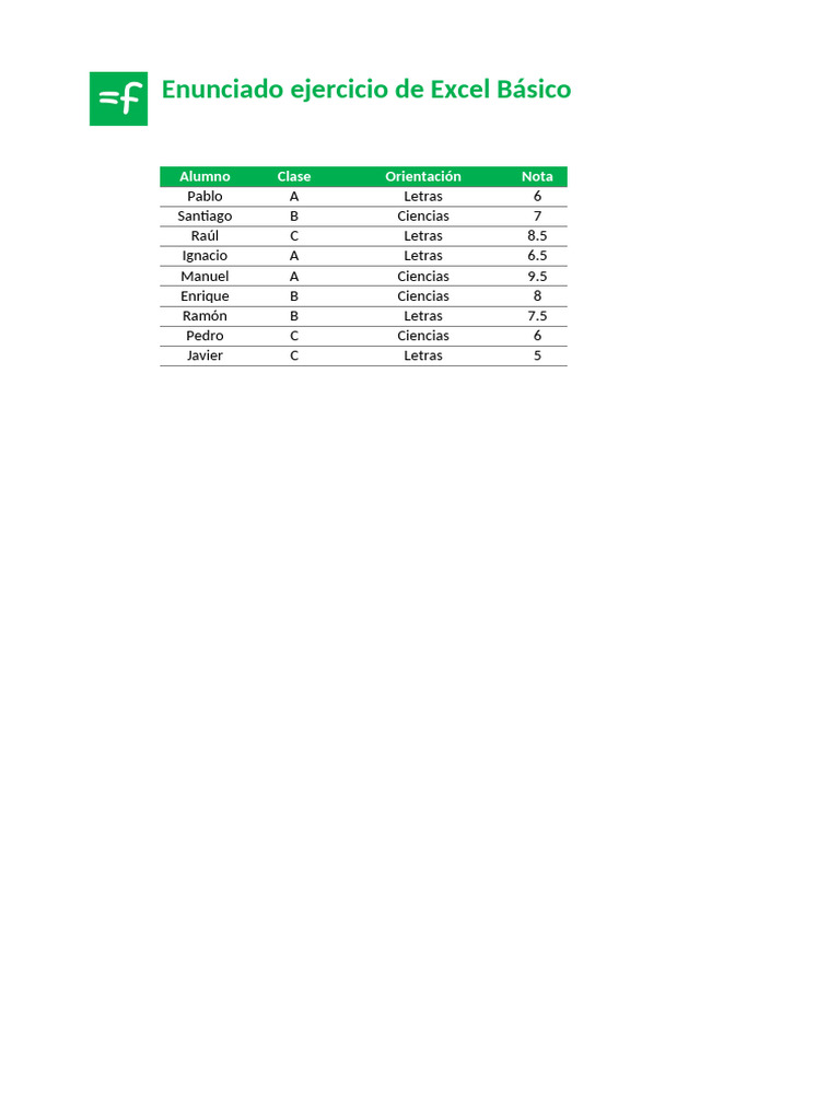 Enunciado Ejercicio de Excel Básico. E-Actividad 1.1 | PDF