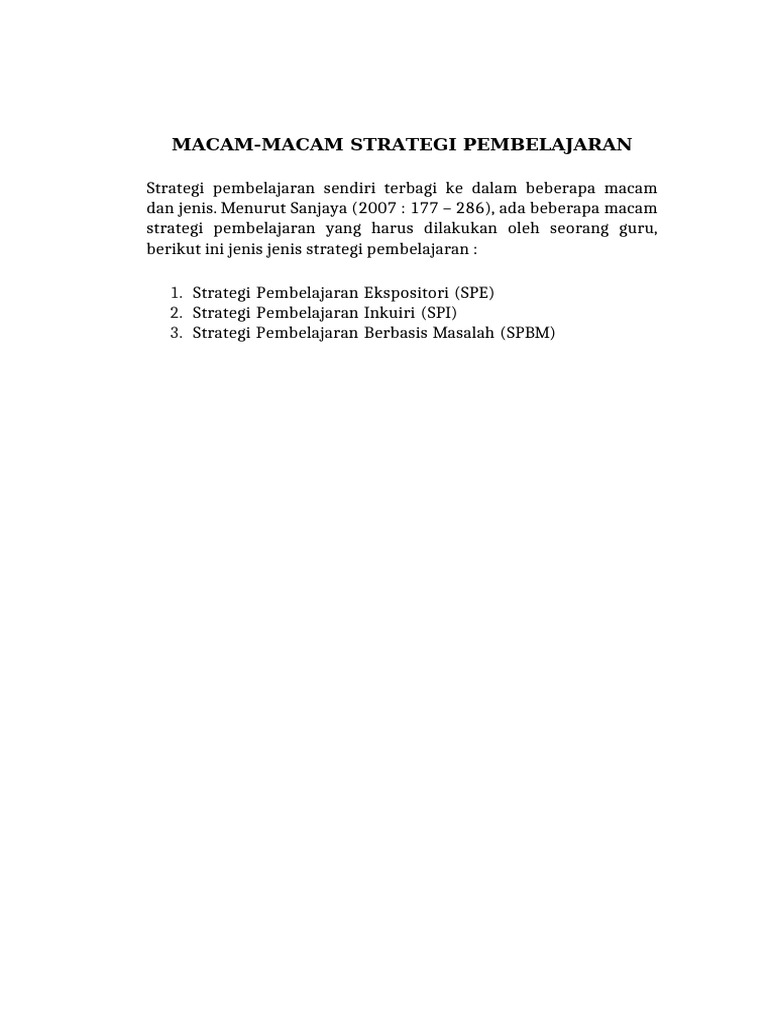 PERTEMUAN 5a MACAM-MACAM STRATEGI PEMBELAJARAN | PDF