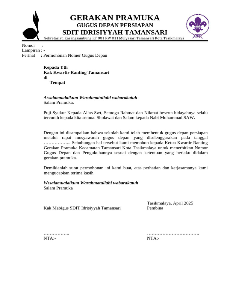 Surat Pengajuan GUDEP Asli - Copy | PDF