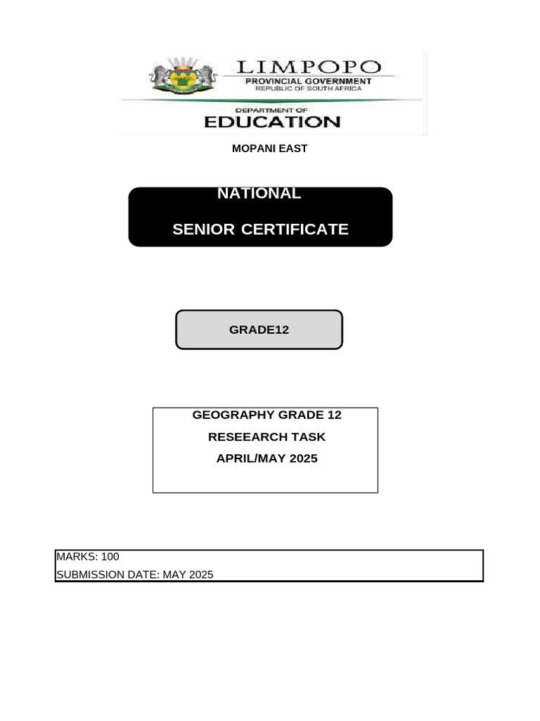 Grade 12 Geography Research 2025 | PDF | Data | Cognition