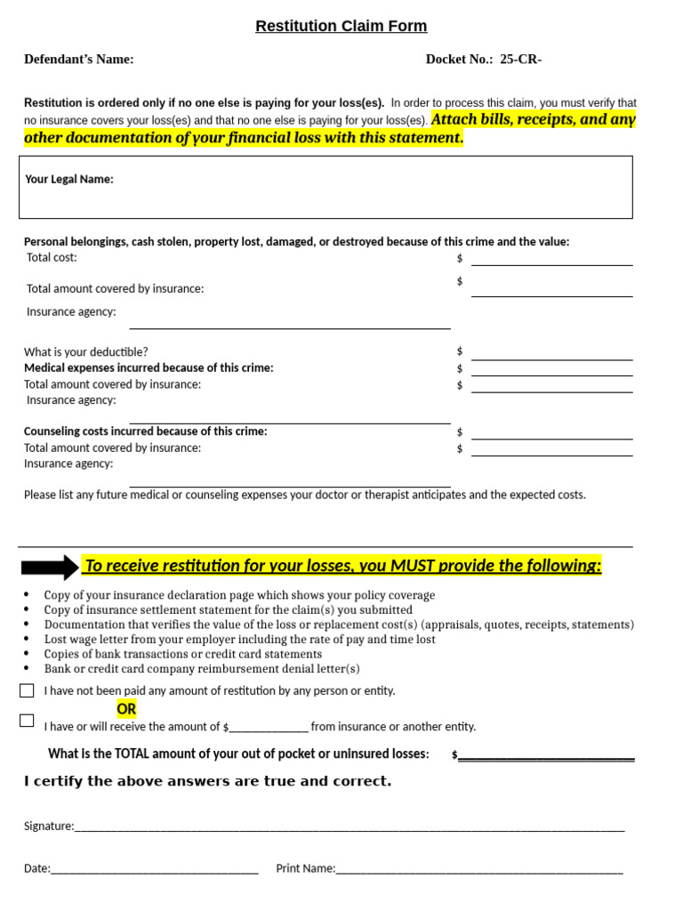 VA Restitution Claim Form | PDF | Insurance | Deductible