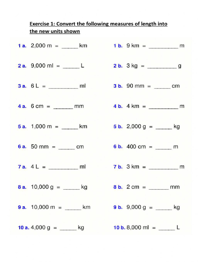 metric conversion exercise | PDF