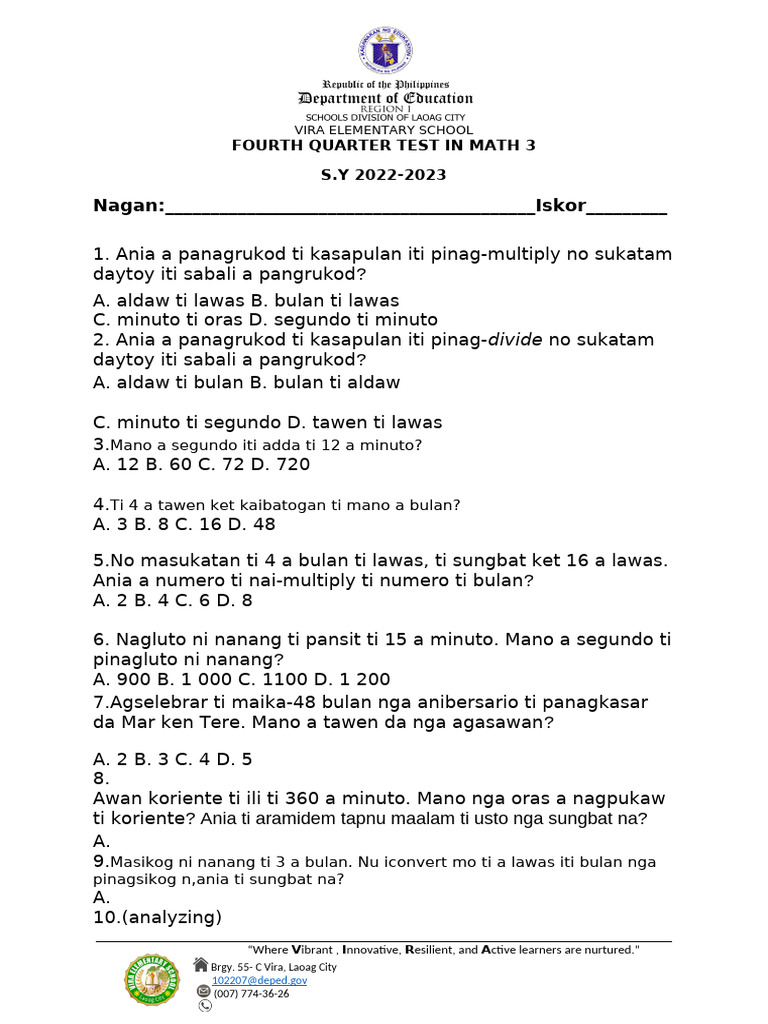 Math Q4 PT | PDF