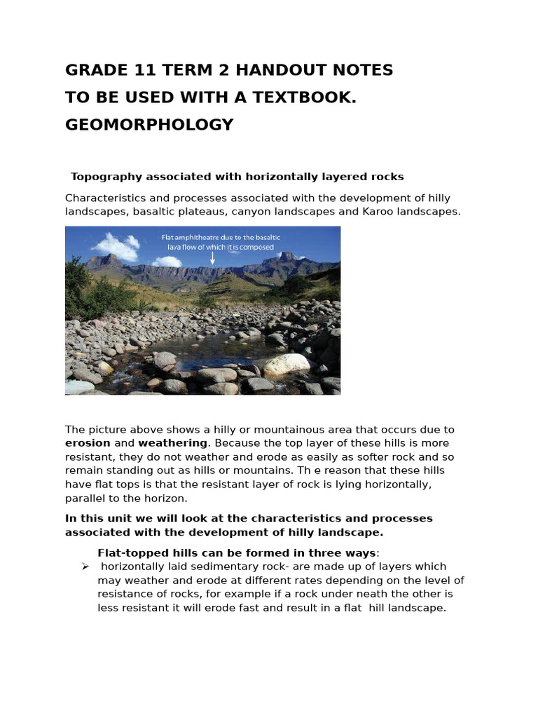 Grade 11 Term 2 Handout Notes | PDF | Erosion | Rock (Geology)