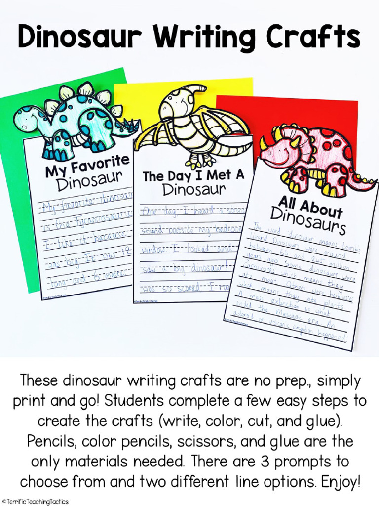 Dinosaur Writing Crafts Freebie | PDF