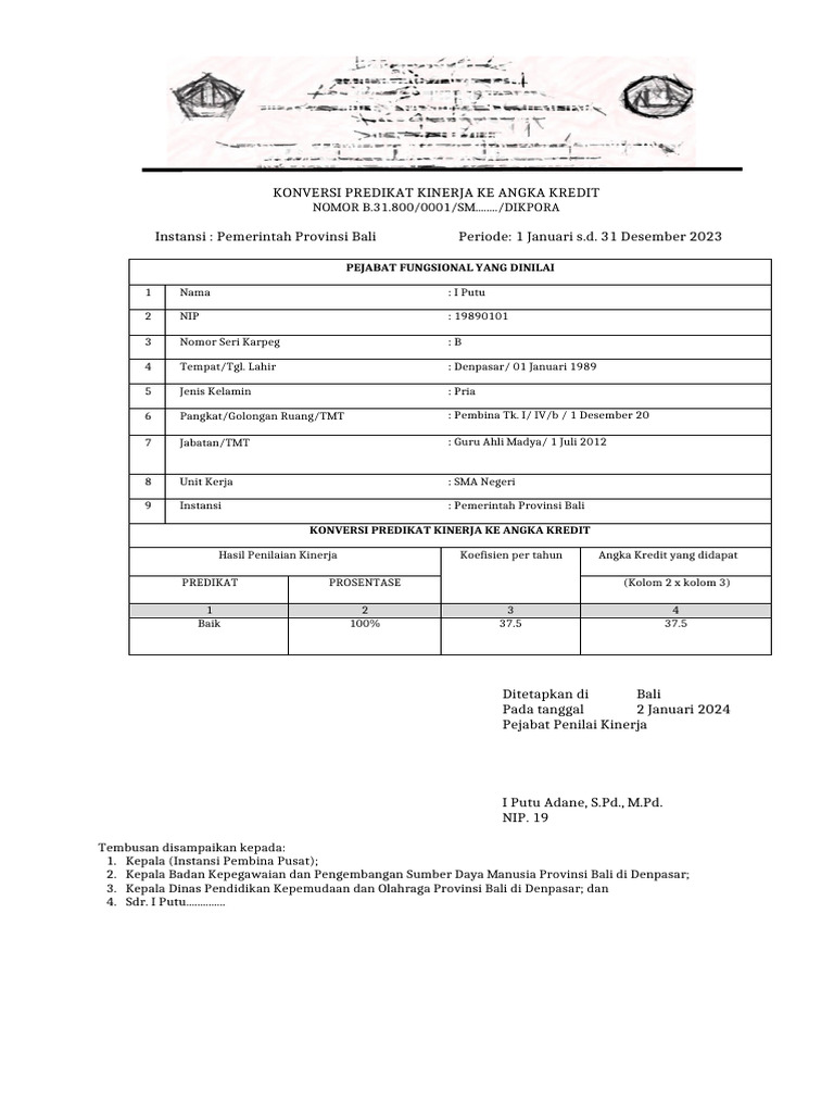 Contoh Pak Konversi Ivb Sesuai Format | PDF