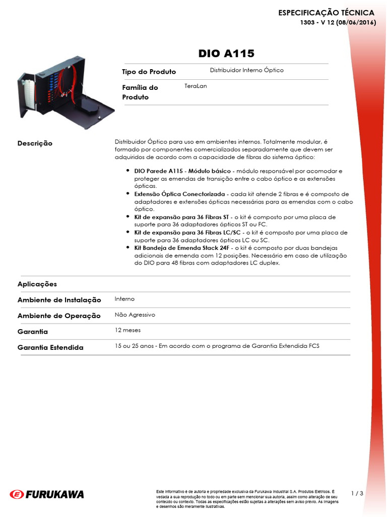 Furukawa DIO A115 - Catálogo | PDF