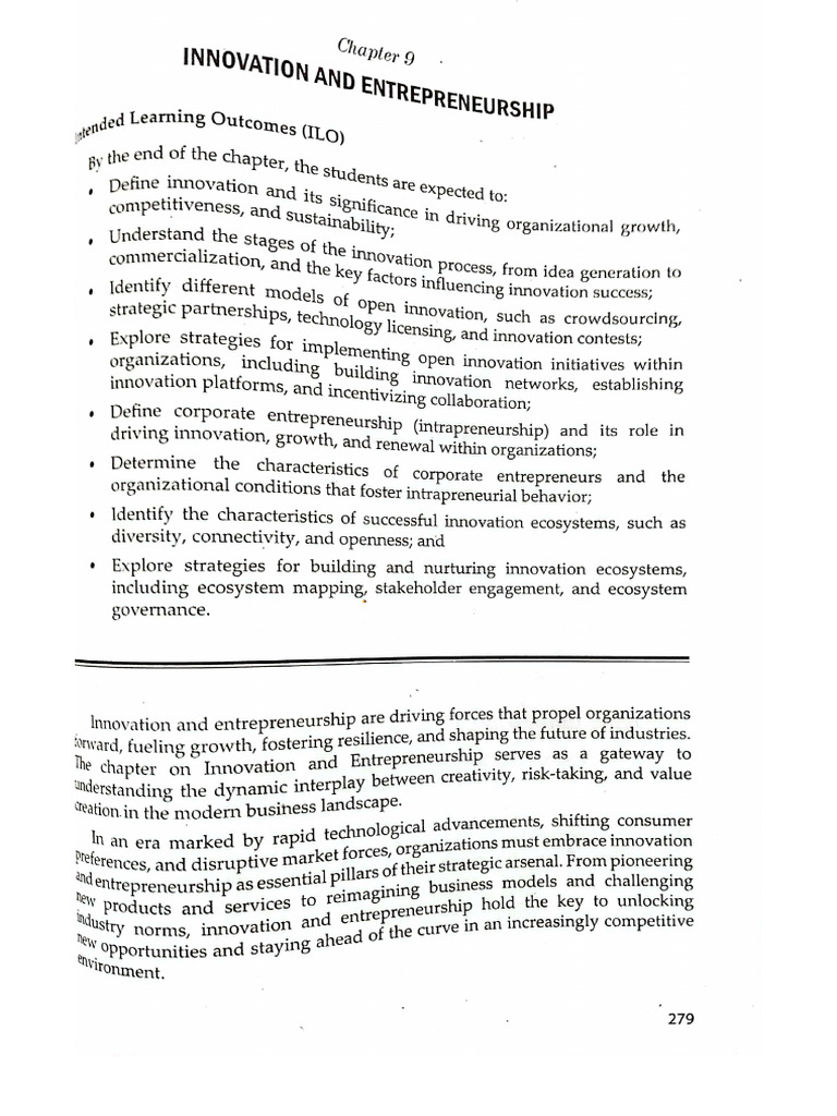 BME103 Ch9 Innovation and Entrepreneurship | PDF