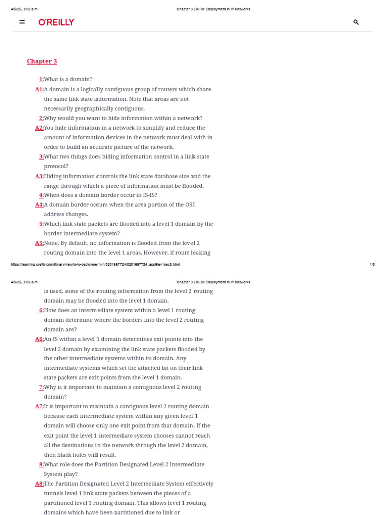 Chapter 3 - IS-IS - Deployment in IP Networks | PDF | Routing | Computer Network