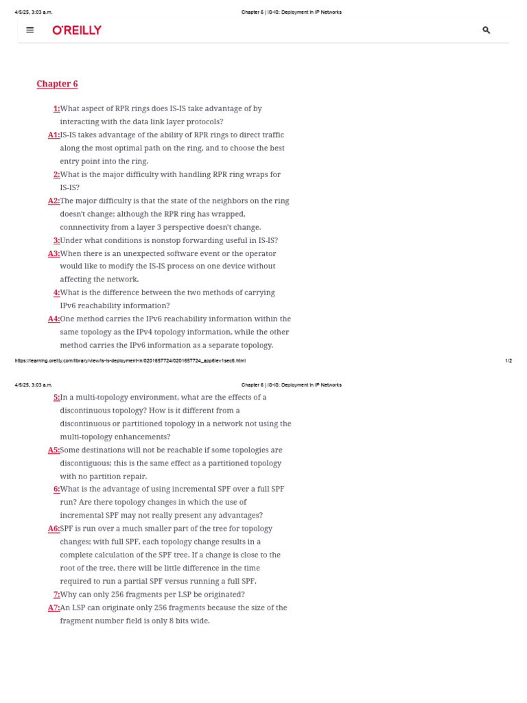 Chapter 6 - IS-IS - Deployment in IP Networks | PDF | Internet ...