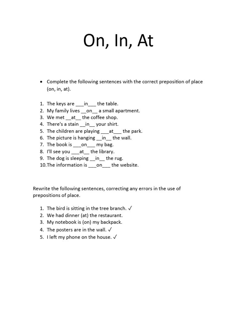 On, At, in | PDF
