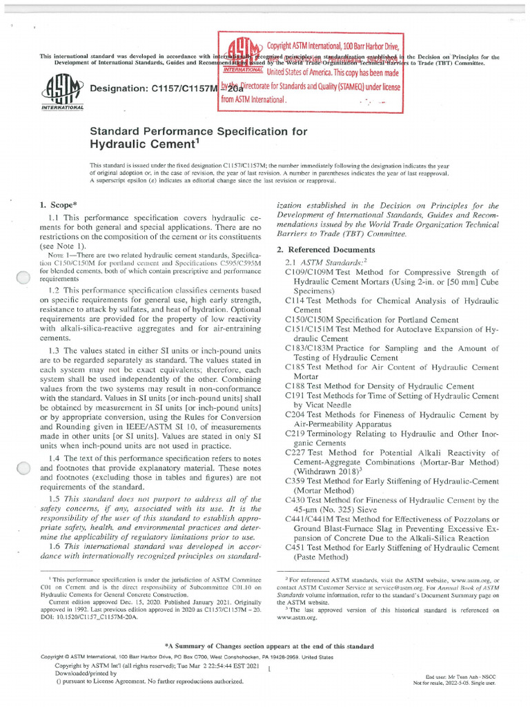ASTM C1157-20a | PDF