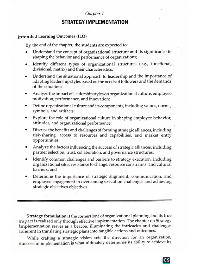 BME103 Ch7 Strategy Implementation | PDF