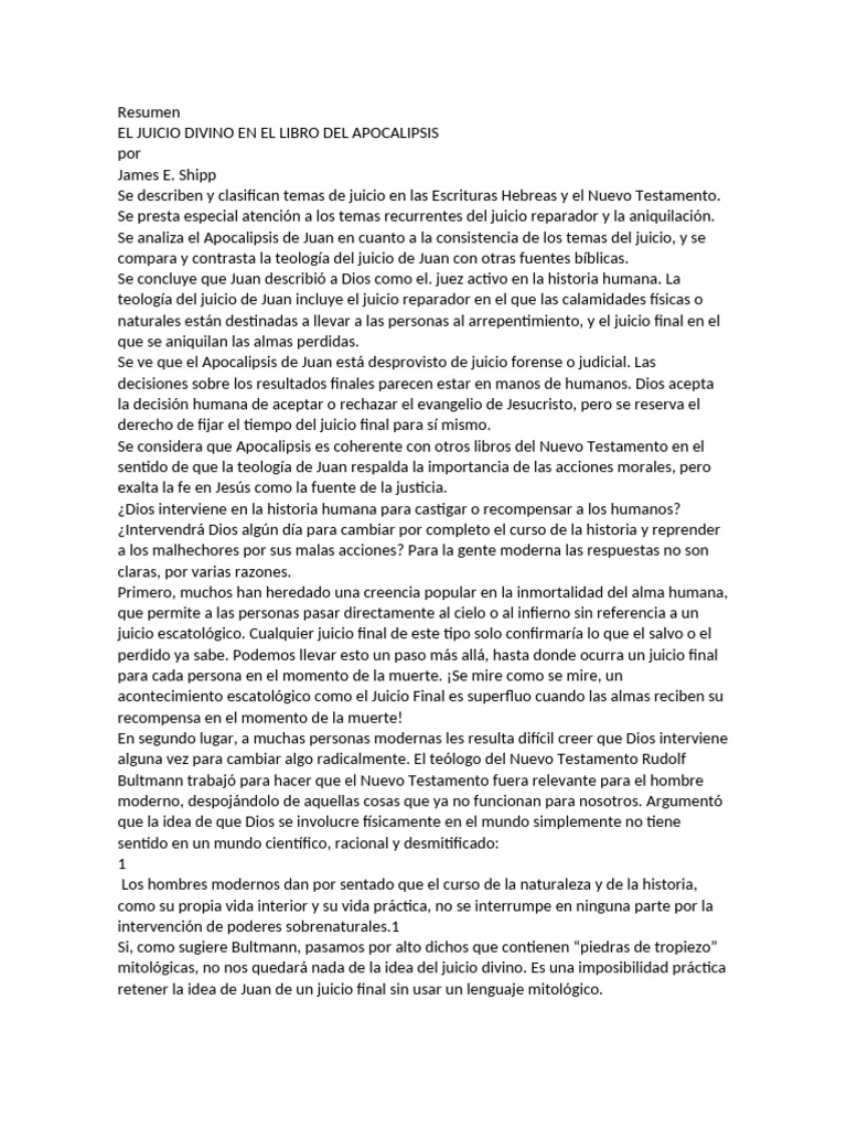 Juicio Divino en el Apocalipsis de Juan | PDF | Libro de revelación ...