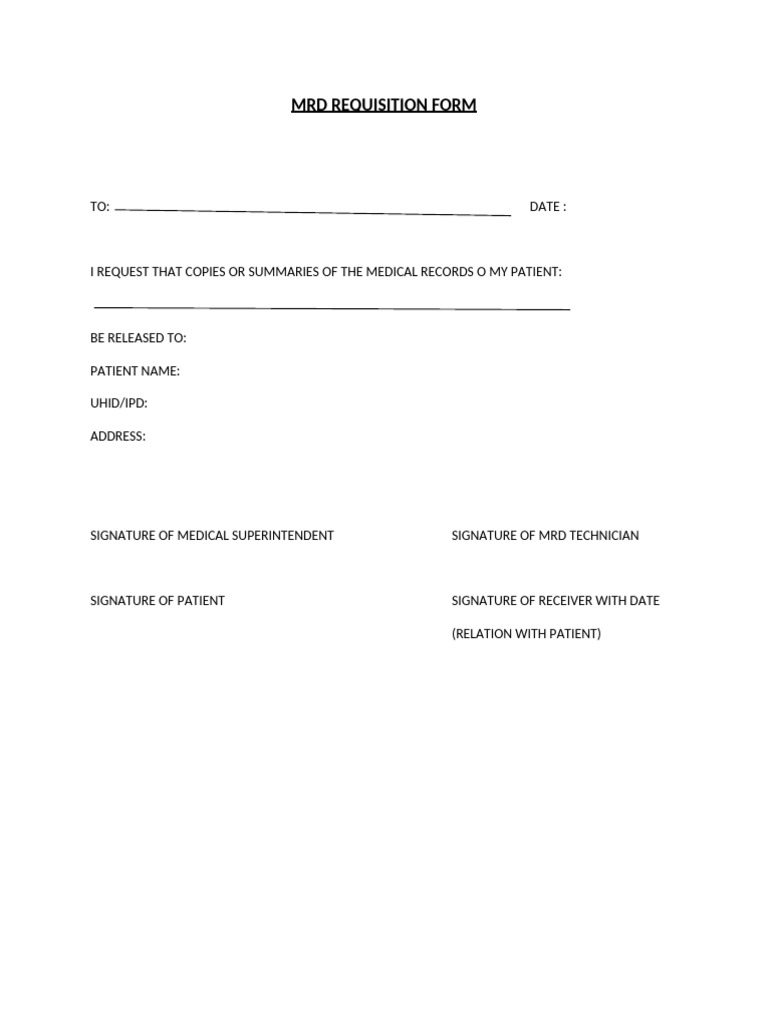 MRD Requisition Form | PDF