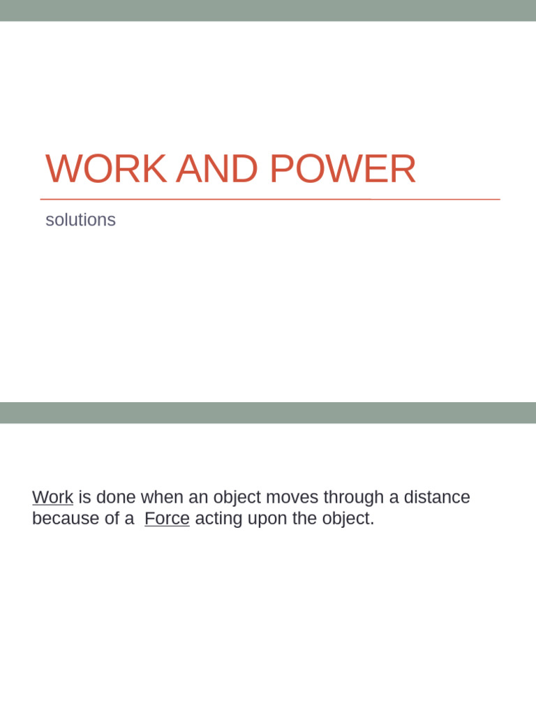 Work and Power Solutions | PDF | Force | Watt