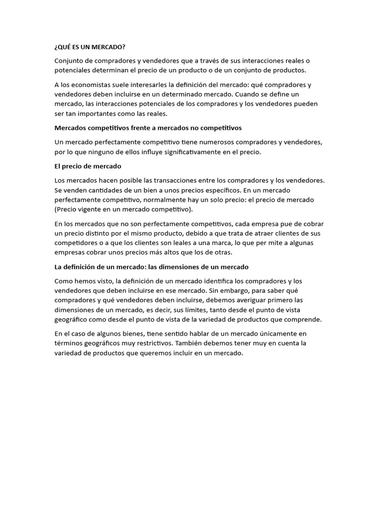 Definición y Dimensiones del Mercado | PDF