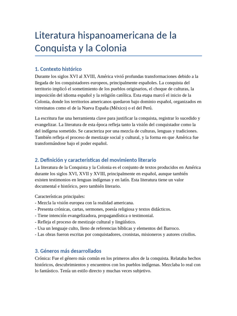 Literatura de la Conquista y Colonia | PDF | Nueva españa ...