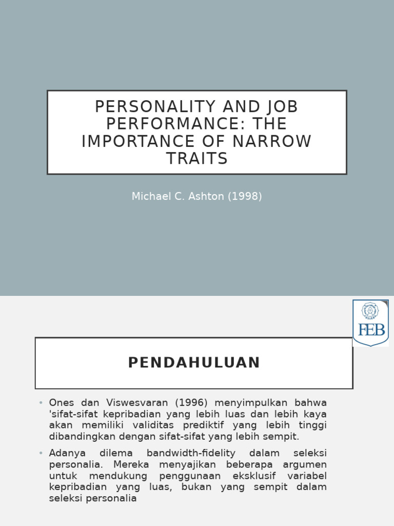 12 Personality and Job Performance | PDF