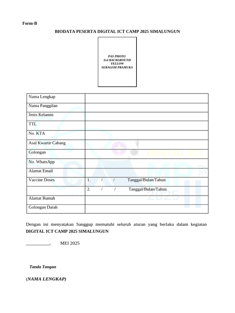 Form Biodata Peserta | PDF