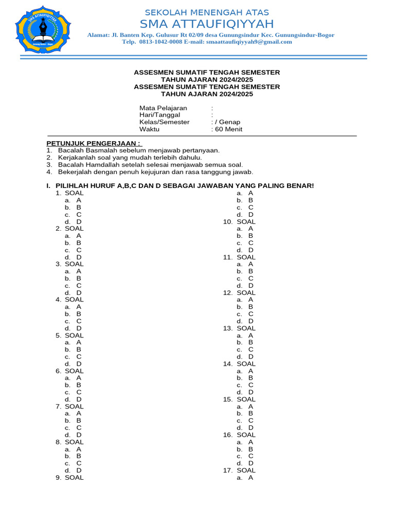 KOP SMA ASTS GENAP | PDF