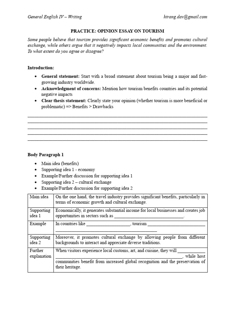 Opinion Essay on Tourism's Impact | PDF | Tourism | Economies