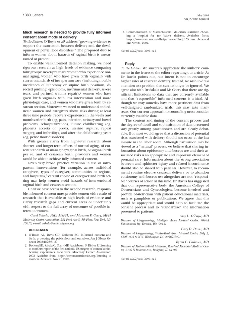 Much Research Is Needed To Provide Fully Informed | PDF | Childbirth ...