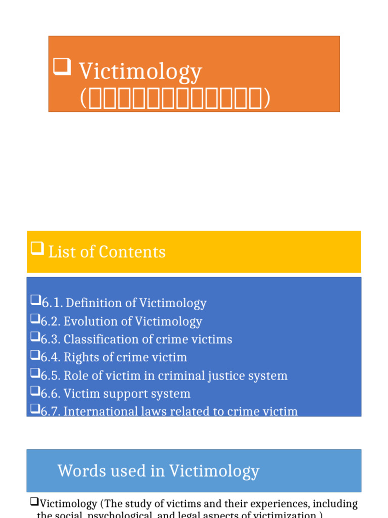 Unit 6 Victimology | PDF | Victimology | Crimes