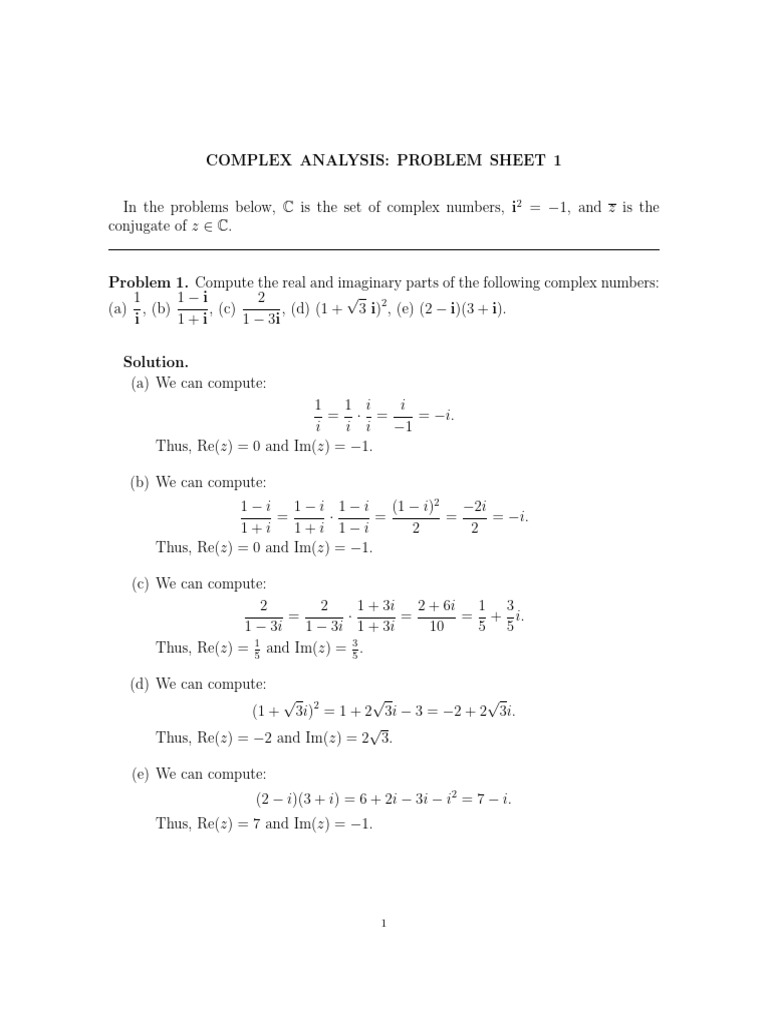 Problem Sheet 1 | PDF | Square Root | Quadratic Equation