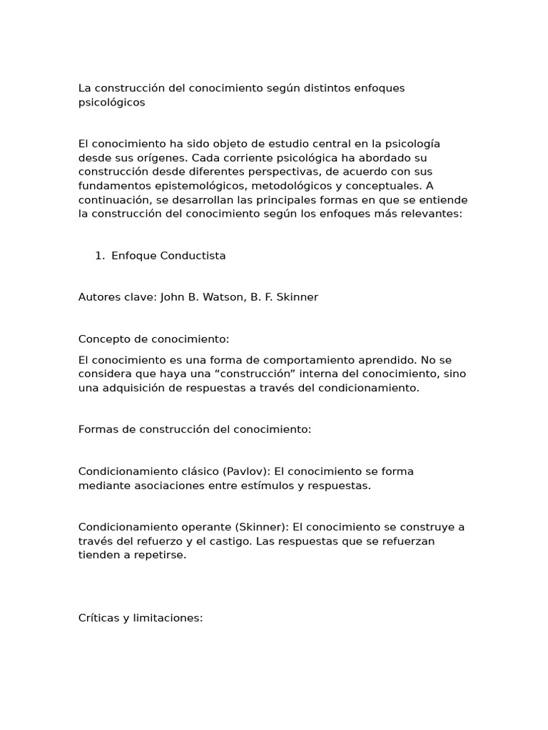 Enfoques Psicologicos | PDF | Conocimiento | Sicología