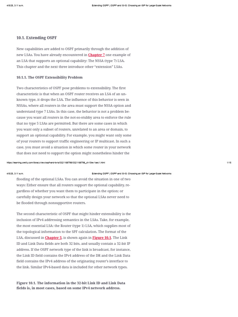 Extending OSPF - OSPF and Is-Is - Choosing An IGP For Large-Scale Networks | PDF | I Pv6 ...
