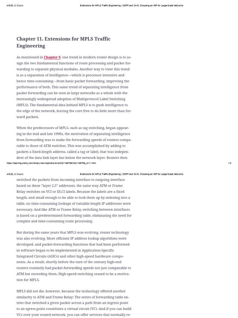 Extensions for MPLS Traffic Engineering _ OSPF and IS-IS_ Choosing an IGP for Large-Scale ...
