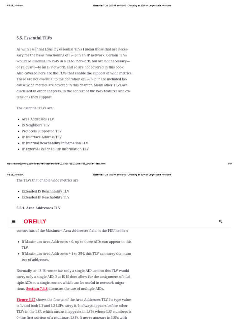 Essential TLVs - OSPF and Is-Is - Choosing An IGP For Large-Scale Networks | PDF | Internet ...