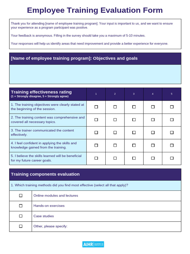 Training Evaluation Form Word | PDF
