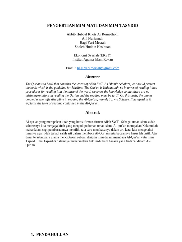 PENGERTIAN MIM MATI DAN MIM TASYDID | PDF