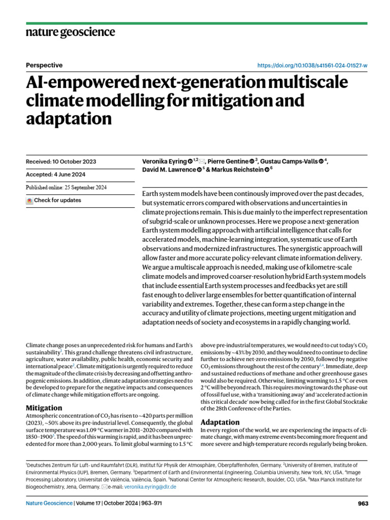 AI-empowered next-generation multiscale climate modelling for mitigation and adaptation | PDF ...