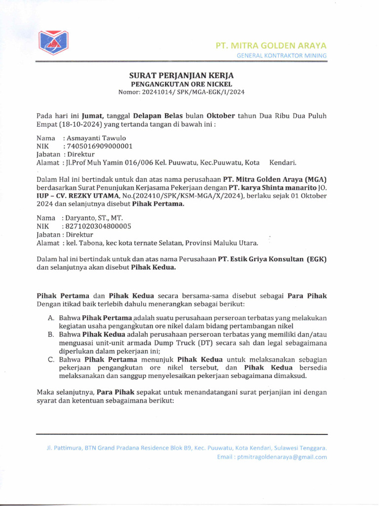 SURAT KSO MGA-EGK | PDF