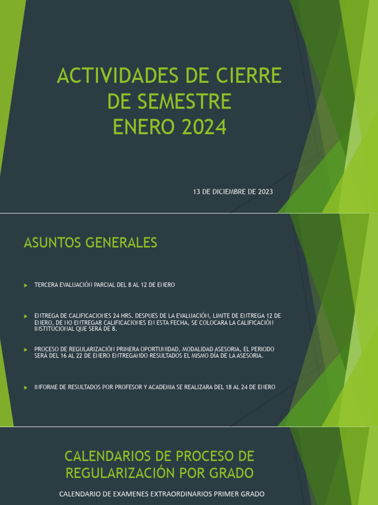 Actividades de Ciere de Semestre | PDF