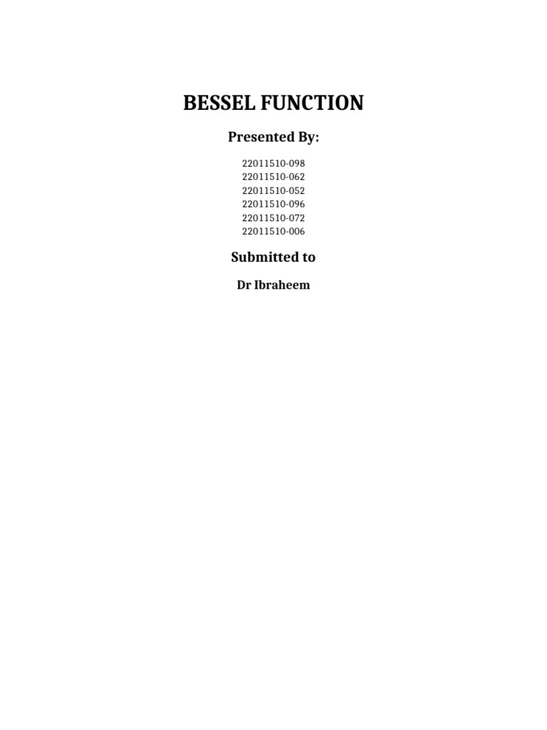 Bessel Function Assignment | PDF | Differential Equations | Equations
