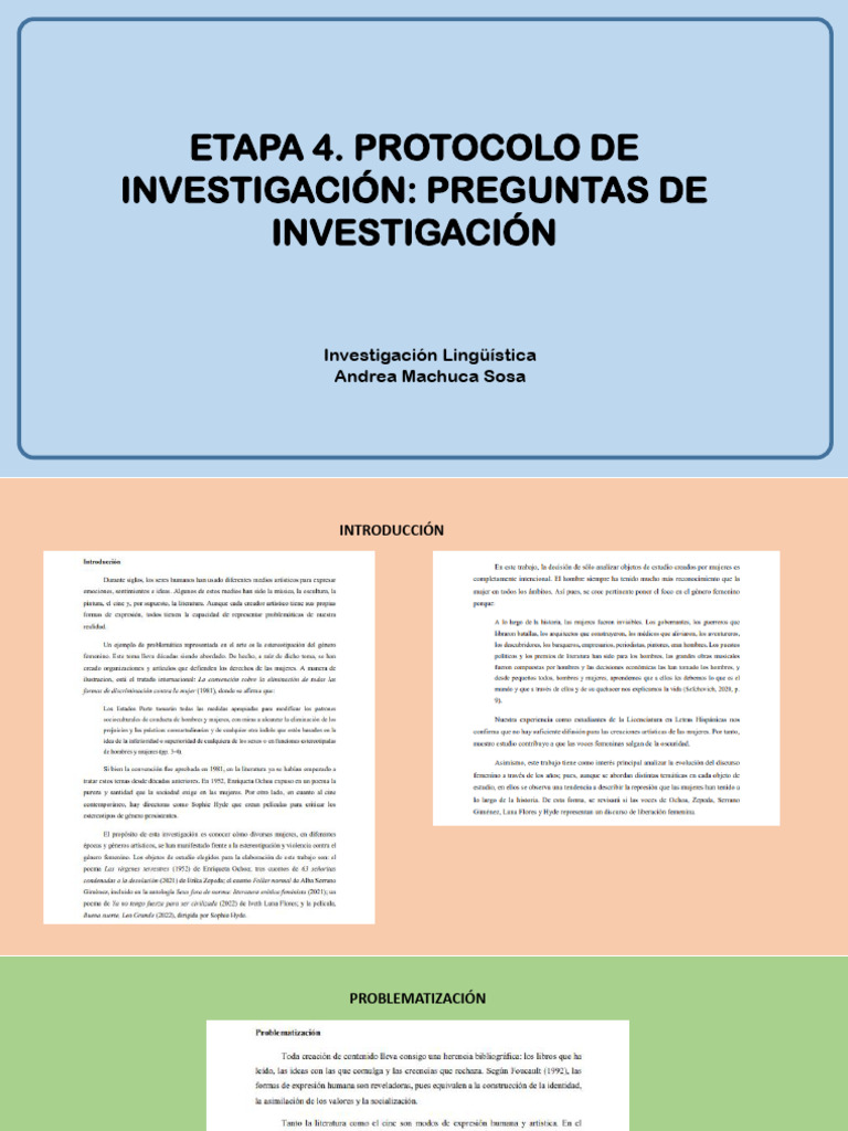 Etapa 4 Protocolo de Investigación Diapositivas | PDF