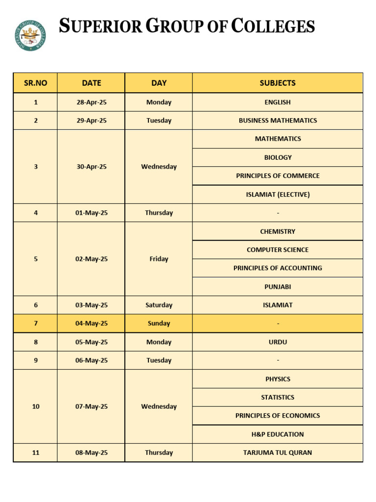 Pre-Board Date Sheet 2025 | PDF
