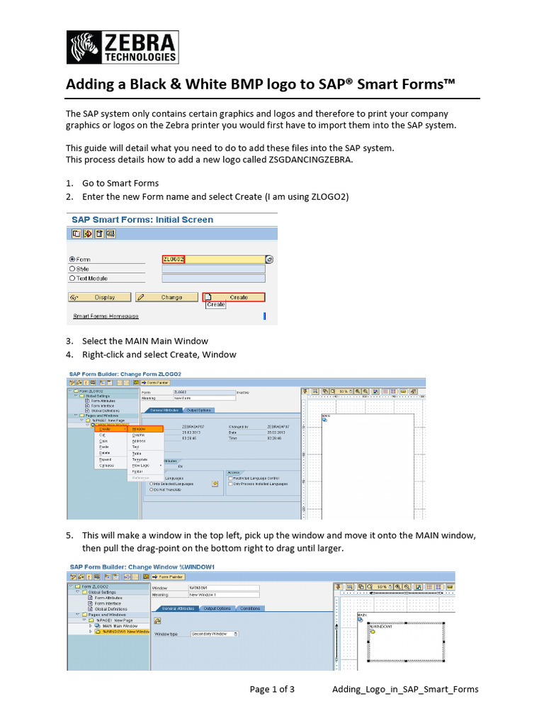 Adding a Black White BMP logo to SAP Smart Forms | PDF