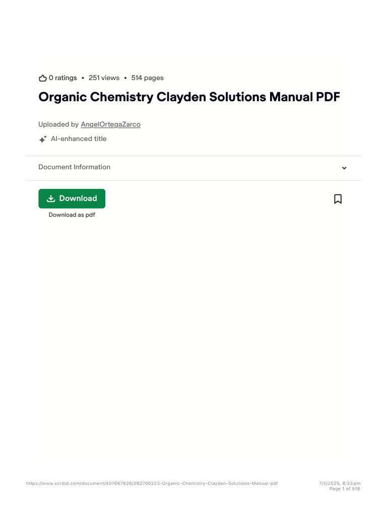 Organic Chemistry Clayden Solutions Manual PDF - PDF | PDF | Software ...