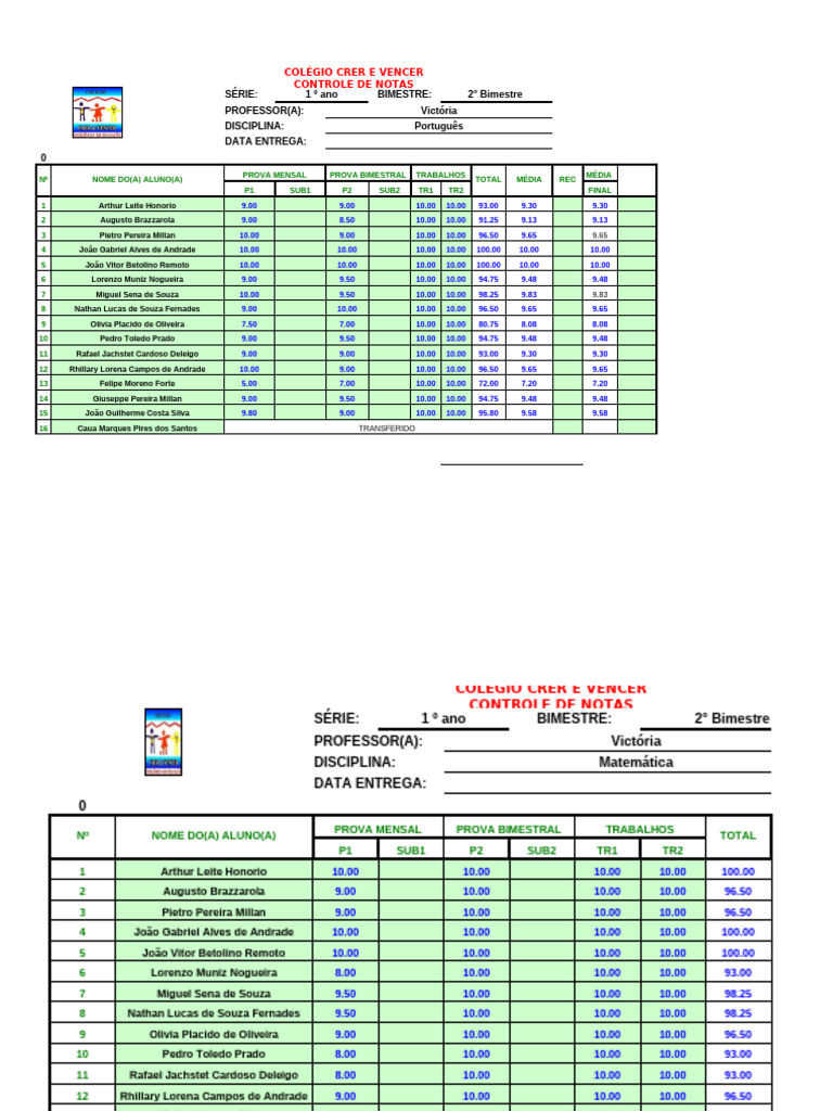 Tabelas Por Matéria Ok Okok | PDF