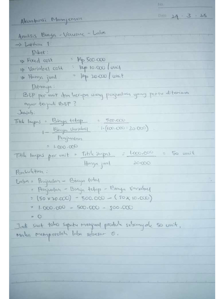 (Analisis Biaya-Volume-Laba) 2 | PDF